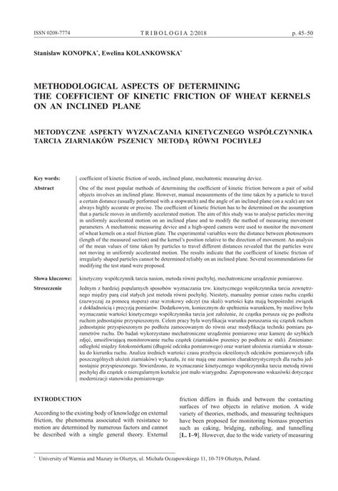 Pdf Methodological Aspects Of Determining The Coefficient Of Kinetic