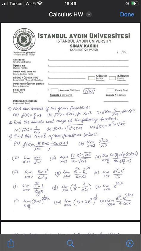 Solved Find The Inverse Of The Given Functions A Chegg