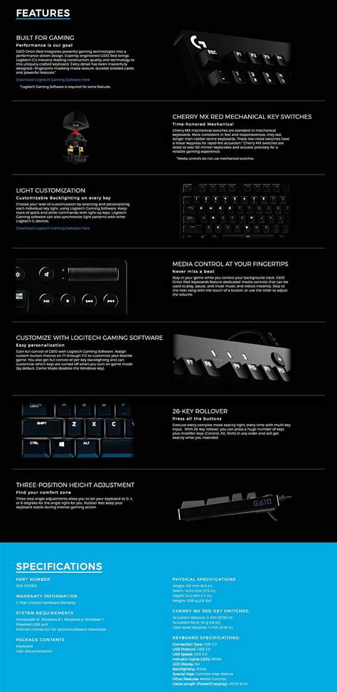 Logitech G Backlit Mechanical Gaming Keyboard Orion Red