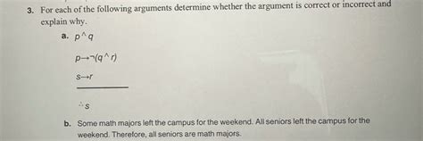 Solved For Each Of The Following Arguments Determine Whether Chegg