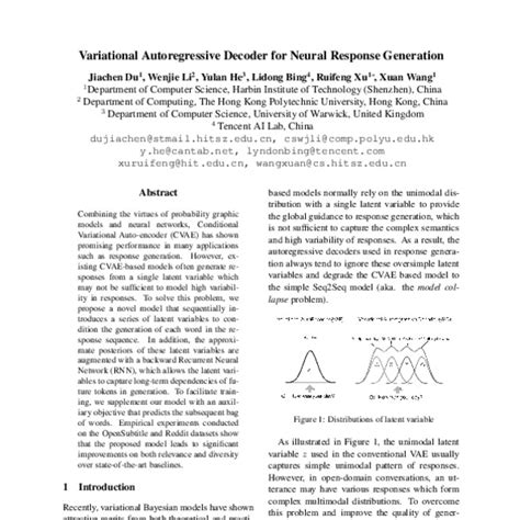 Variational Autoregressive Decoder For Neural Response Generation Acl Anthology