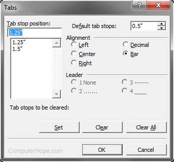 What Is A Tab Stop