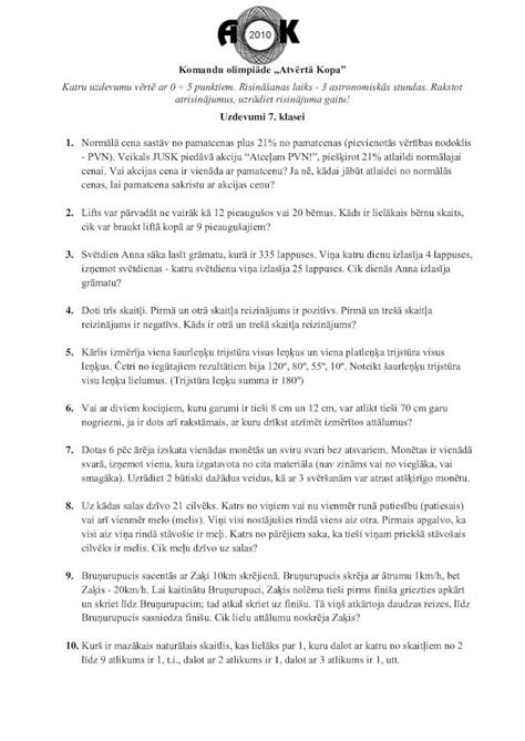 Pdf Uzdevumi 7 Klasei 1 2 · Pdf Filekurš Ir Mazākais Naturālais Skaitlis Kas Lielāks Par