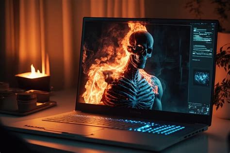 Premium Ai Image Ai Generated Hacker Laptop With Fire Binary Computer Code Internet And
