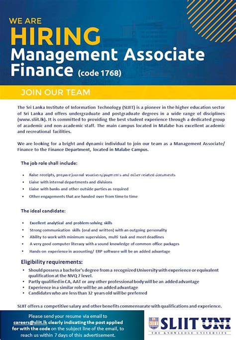 Management Associate Finance At Sliit