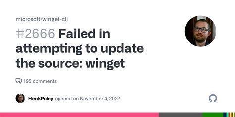 Failed In Attempting To Update The Source Winget Issue Microsoft Winget Cli GitHub