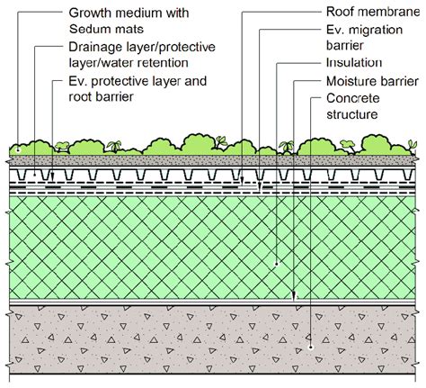 Example Of A Blue Green Roof Assembly The Thickness Of The Growth