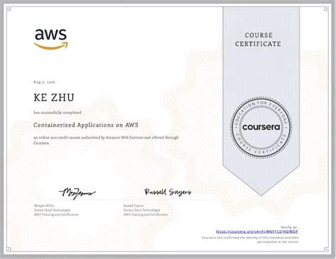 containerized applications on aws my 102 course certificate from