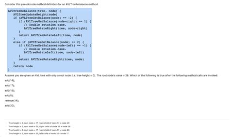 Solved Assume You Are Given An Avl Tree With Only A Root