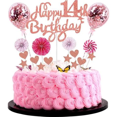 Happy 14th Birthday Cake Topper 14 Year Old Girl Cake Topper 14th