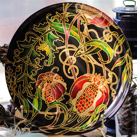 Тарелка Гранаты на черном в интернет магазине на Ярмарке Мастеров Тарелки Санкт Петербург