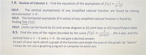 solved 7 r review of calculus 1 find the equations of the