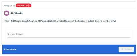 Solved Assigned As Homework Tcp Header If The 4 Bit Header