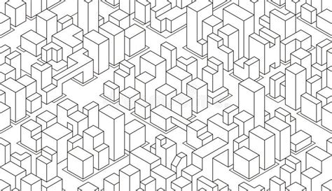 Abstract Architecture Building Seamless Design Line Drawing Stock Vector Illustration Of