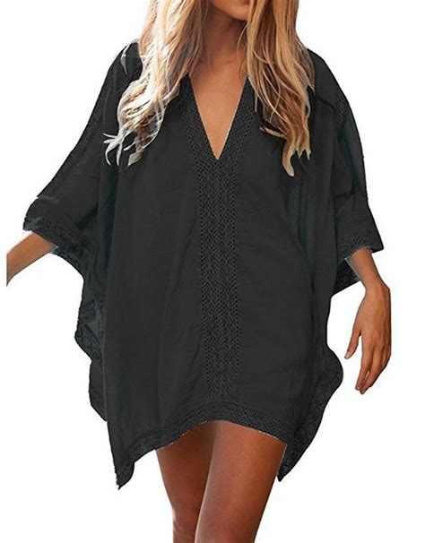 Shermie Plus Size Swim Cover Ups For Women Deep V Neck Oversized