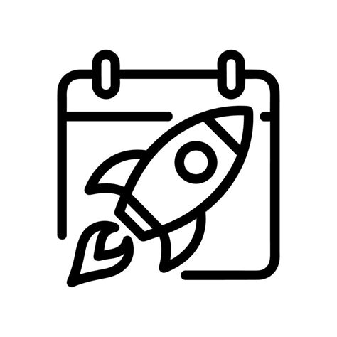 Minimalist Outline Rocket Launch On Calendar Event Symbol Icon 77639343