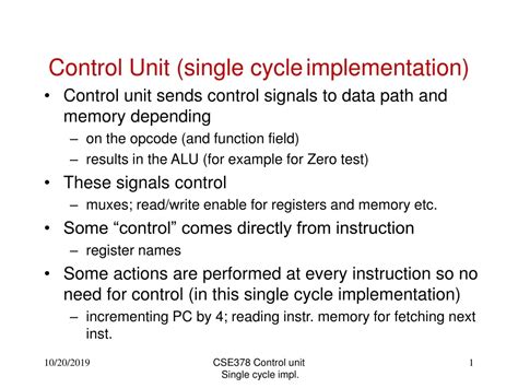 Ppt Control Unit Single Cycle Implementation Powerpoint Presentation Id 8554363