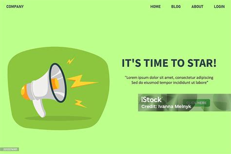 메가폰으로 배너를 들고 스타가 될 시간입니다 말풍선 배너에 별표를 표시할 시간입니다 소매 쇼핑 온라인 마케팅 템플릿 배너 포스터 및 배경에 대 한 벡터 그림 개념에 대한
