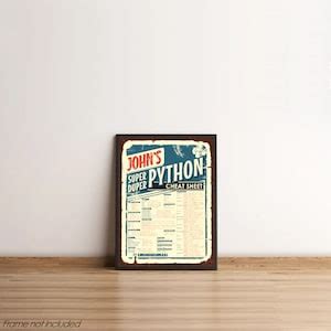 Python Cheat Sheet Poster Python Wall Art Customized Etsy UK