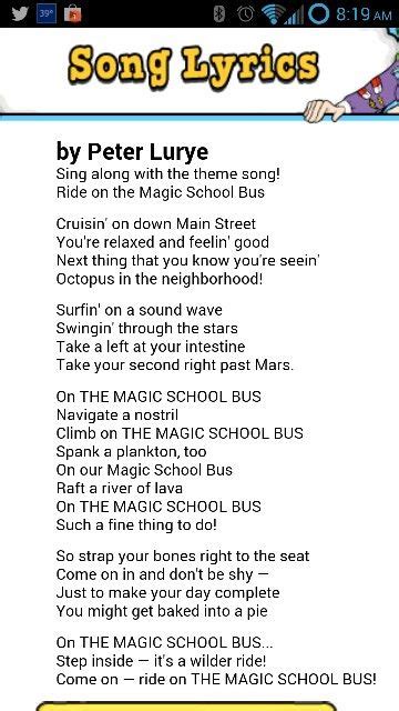 Magic School Bus Song Magic School Bus Lyrics Magic School Bus