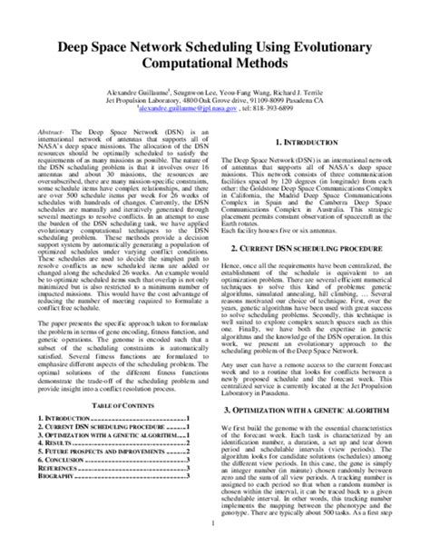 pdf deep space network scheduling using evolutionary computational