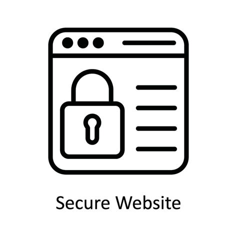 Secure Website Vector Outline Icon Design Illustration Cyber Security Symbol On White