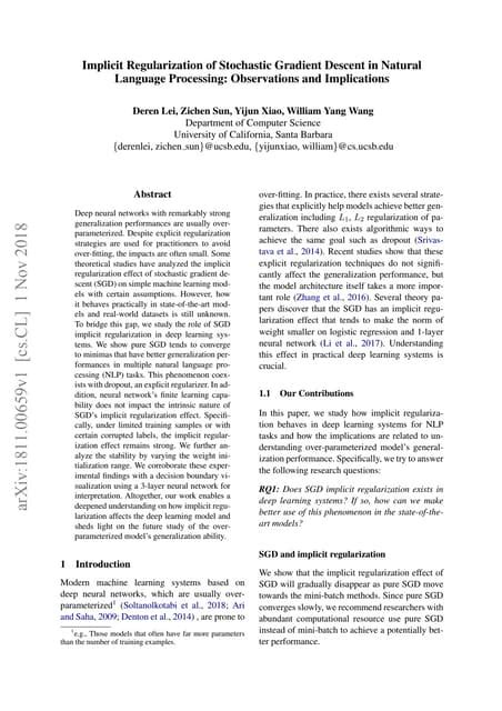 Implicit Regularization Of Sgd In Nlp Pdf