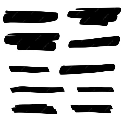 스와시 손으로 그린 브러쉬 선 세트는 낙서 스타일의 붓글씨 요소의 벡터 컬렉션에 밑줄을 긋습니다 Swirl Swoosh Brushstroke 프리미엄 벡터