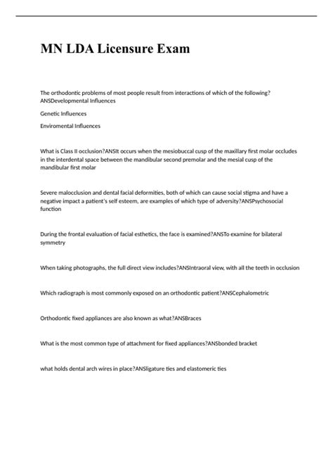 Mn Lda Licensure Exam Complete Questions And Answers 2024 Latest