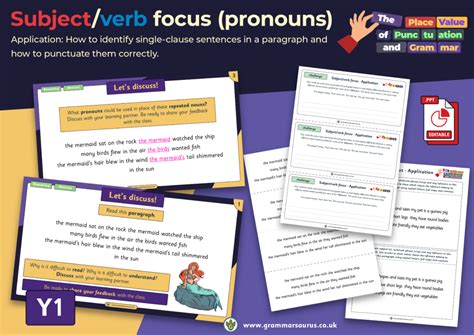 Year 1 Place Value Of Punctuation And Grammar Subjectverb Focus
