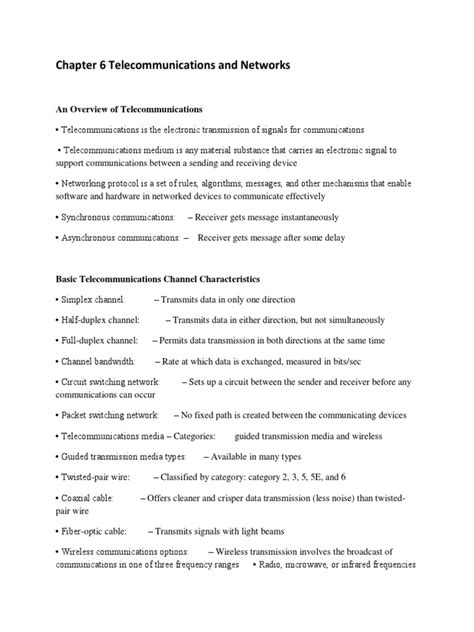 Chapter 6 Telecommunications And Networks Download Free Pdf
