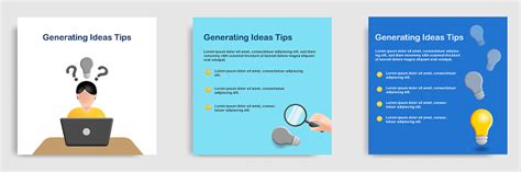 소셜 미디어 튜토리얼 팁 3d 만화 스타일의 배너 레이아웃 템플릿을 게시합니다 아이디어 생성 개념 3차원 형태에 대한 스톡 벡터