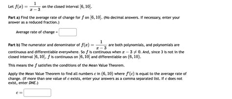 solved let f x 1x 3 ﻿on the closed interval 6 10 part a