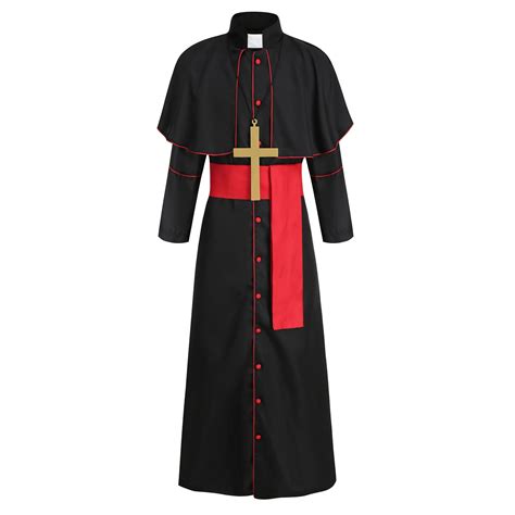 Grajtcin Priest Costume For Men Clergy Robes Pastor Costume Cardinal