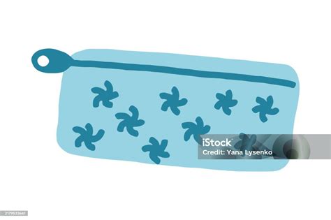 보라색 꽃 패턴이 있는 파란색 연필 케이스는 흰색 배경에 고립되어 있습니다 학용품 문구류 귀여운 디자인 학생 필수품의 컨셉