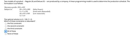 solved two models of a product regular x and deluxe y