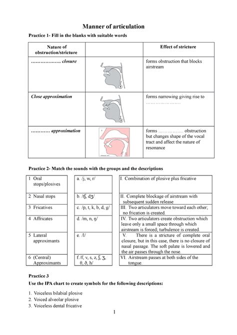 Manner Of Articulation Revision Manner Of Articulation Practice 1