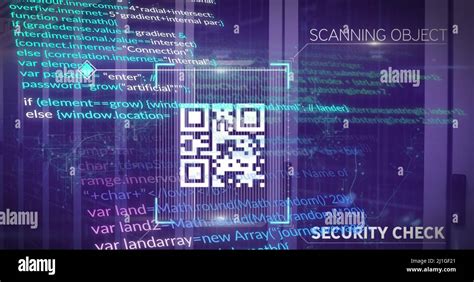 Image Of Data Processing And Qr Code Over Server Room Stock Photo Alamy