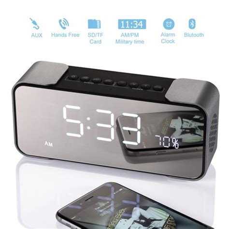 Buy Bedside Alarm Clock With Bluetooth Speaker Wireless Stereo Sound Speaker Built In Micro SD