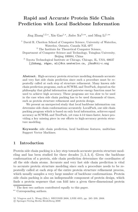 Pdf Rapid And Accurate Protein Side Chain Prediction With Local