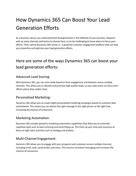 Ppt How Dynamics 365 Can Boost Your Lead Generation Efforts Powerpoint Presentation Id 12038800