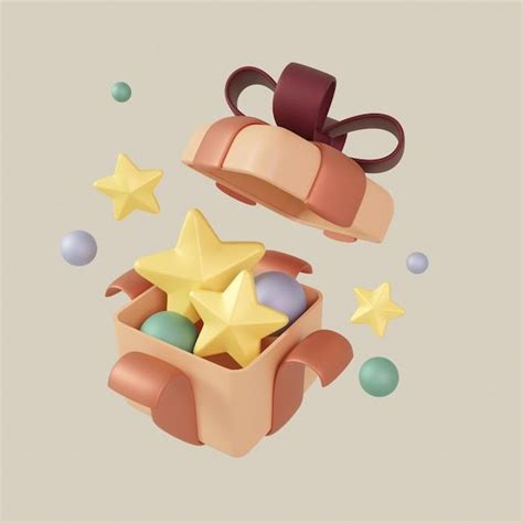 장식 축제 개체로 가득 찬 3d 열린 선물 상자 빨간 리본이 달린 선물 상자 프리미엄 사진 In 2024 Merry