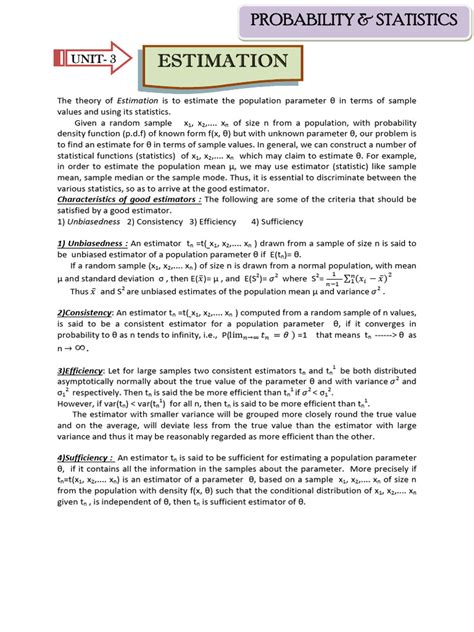 Unit 3 Estimation Pdf Estimator Bias Of An Estimator