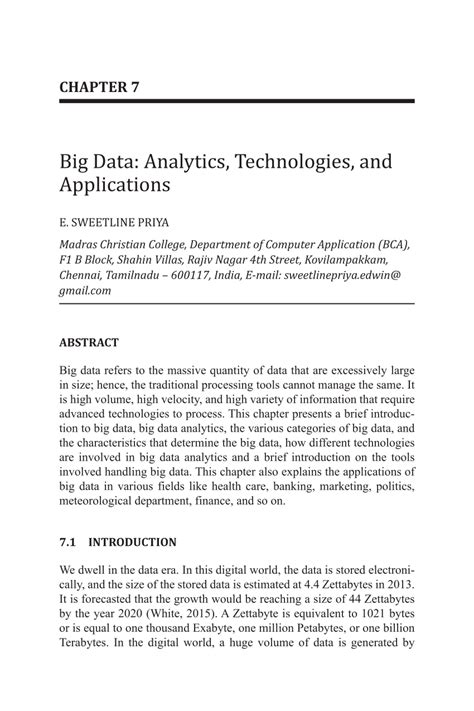 PDF Big Data Analytics Technologies And Applications