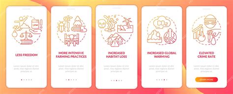 Premium Vector Overpopulation Consequences Red Gradient Onboarding Mobile App Screen