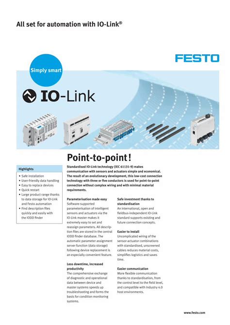Pdf Point To Point All Set For Automation With Io Link Point To Point Standardised Io Link
