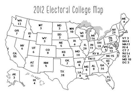 Blank Electoral College Map Sketch Coloring Page