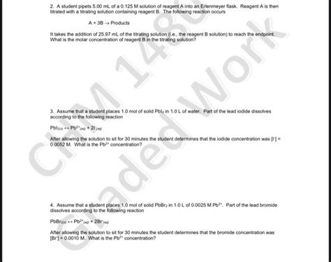 Solved A Student Pipets Ml Of A M Solution Of Chegg Com