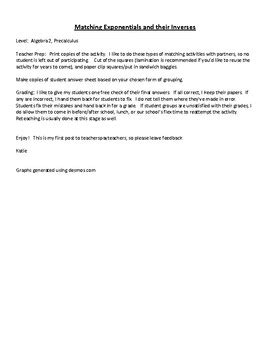 Matching Exponential Functions With Their Inverses Graphs And Equations