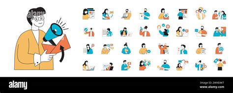 Marketing And Development Concept With Character Situations Mega Set In Flat Web Design Bundle